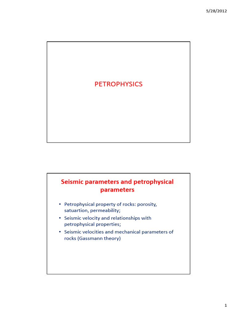 Petrophysics | PDF | Porosity | Sedimentary Rock