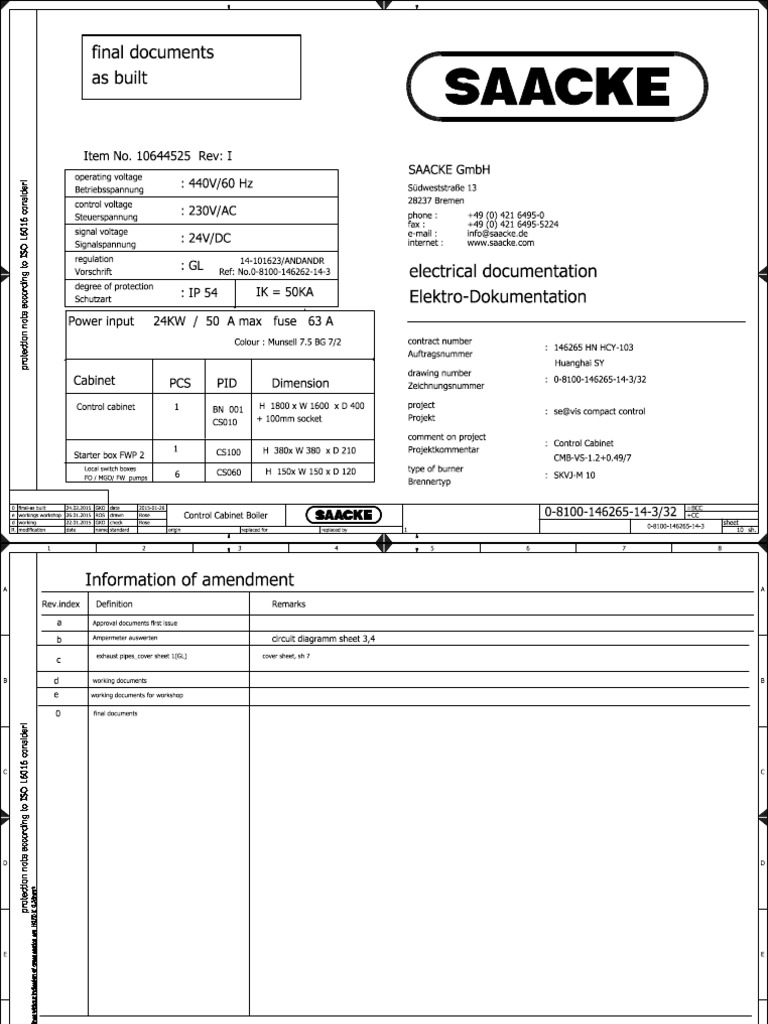 Final Documents As Built: Saacke GMBH Item No. 10644525 Rev: I | PDF ...