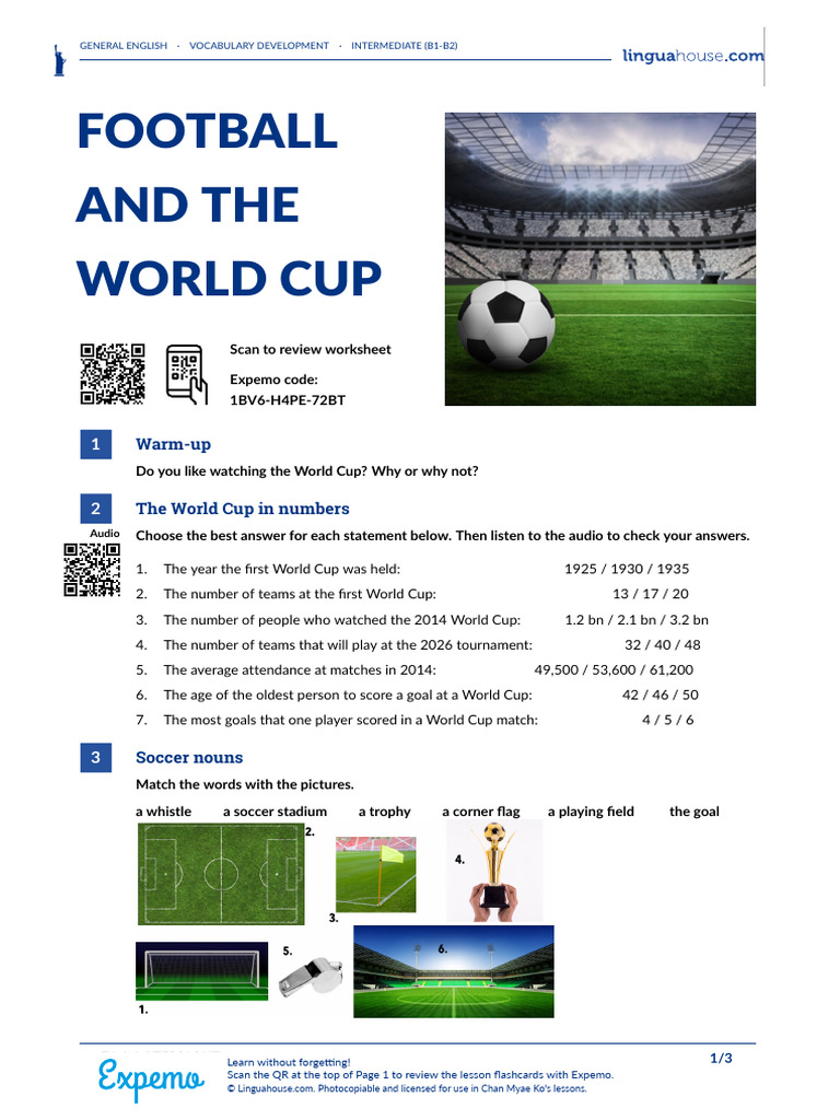 Football and The World Cup American English Teacher | PDF | Fifa World ...