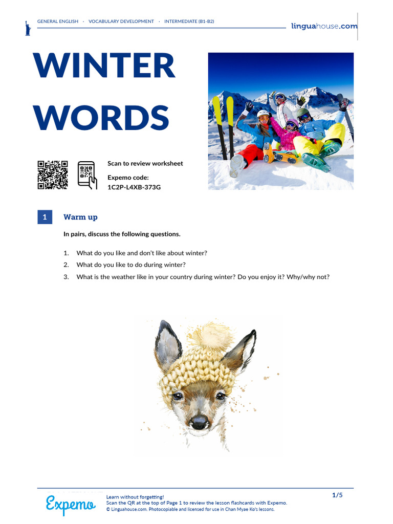 Winter Words American English Teacher | PDF | Language Arts & Discipline
