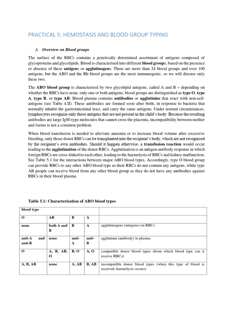 Practical 5 | PDF | Blood Type | Hematology