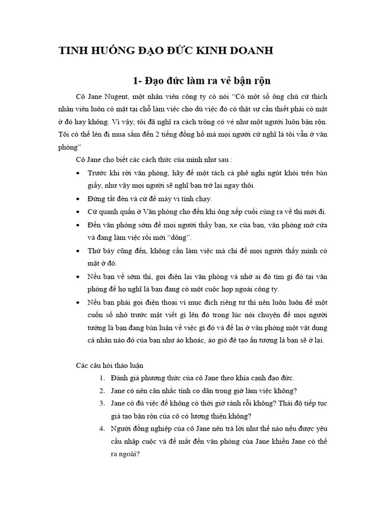 TINH HUỐNG ĐẠO ĐỨC KINH DOANH | PDF