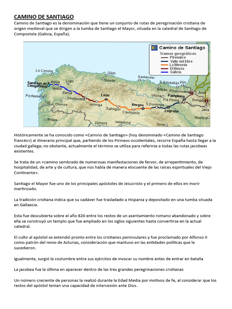 Historia y rutas del Camino de Santiago | PDF | Camino de santiago ...