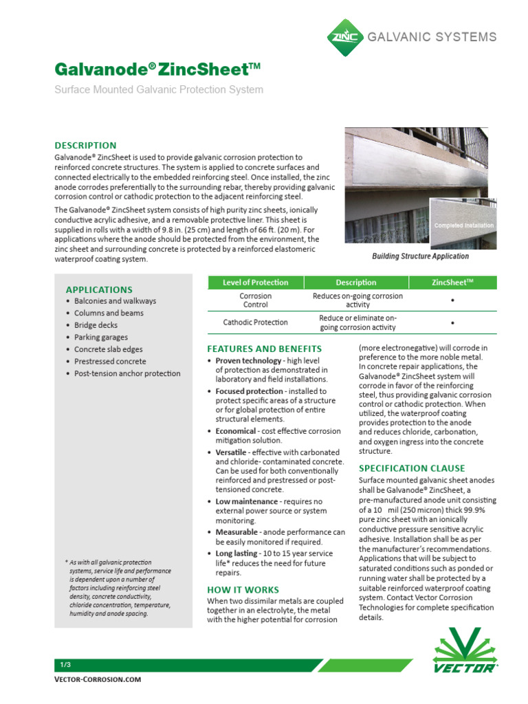 16000-TDS-2022Aug Galvanode Zinc Sheet | PDF | Corrosion | Prestressed ...