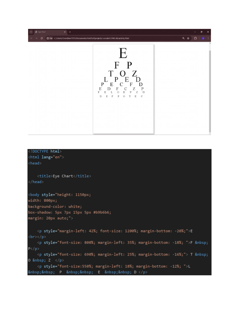 Eye Chart for Vision Testing | PDF