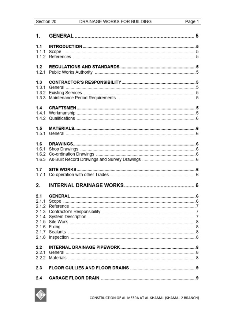 Section-20 Drainage Works | PDF | Pipe (Fluid Conveyance) | Sanitary Sewer