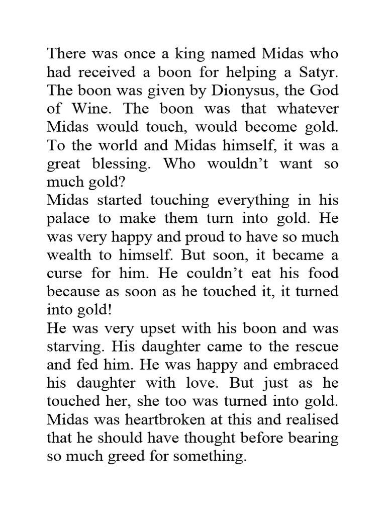 There Was Once A King Named Midas Who Had Received A Boon For Helping A ...