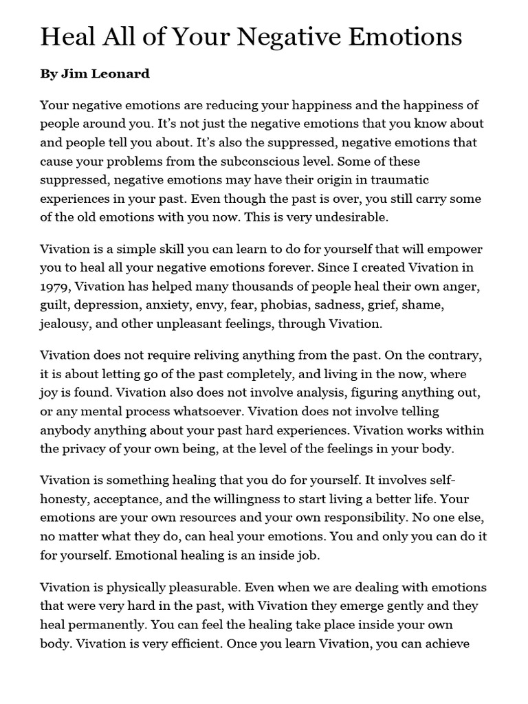 Jim Leonard - Heal All of Your Negative Emotions | PDF | Emotions | Feeling
