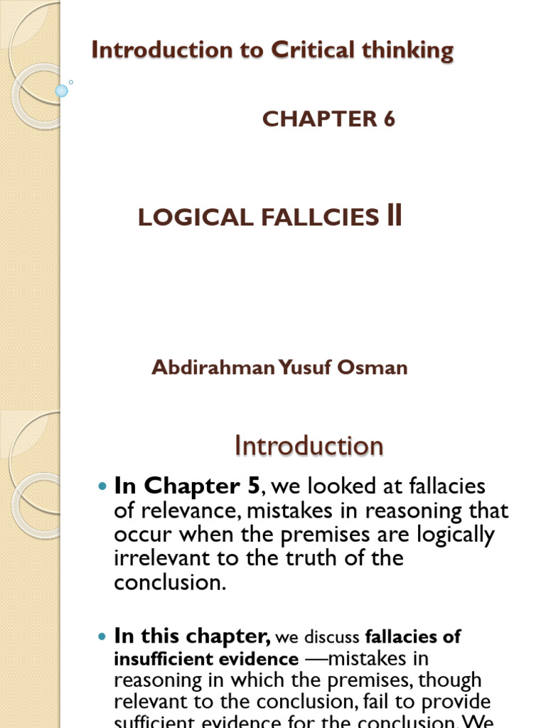 Critical-Thinking Chapter 6 | PDF | Fallacy