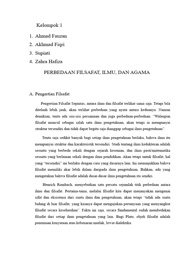 Perbedaan Filsafat, Ilmu, Dan Agama | PDF