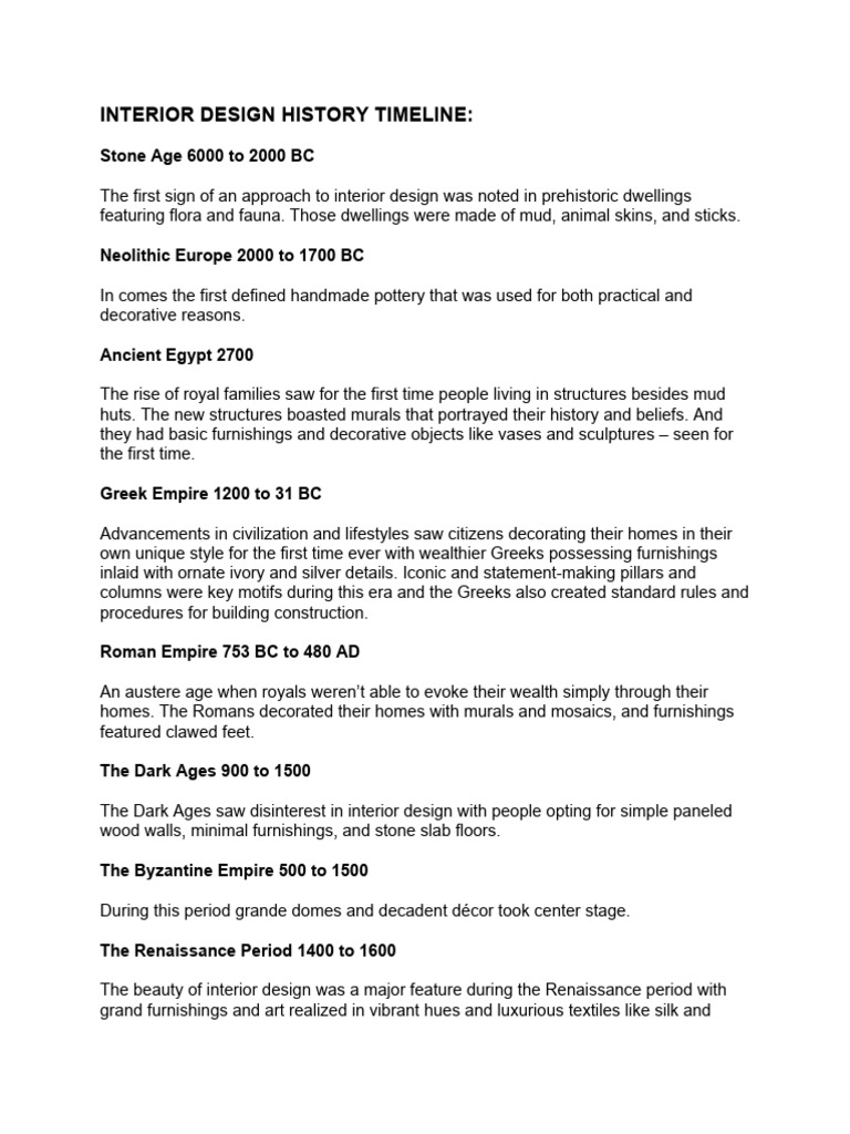 Timeline-Interior Design Over Different Ages | Download Free PDF | Art ...