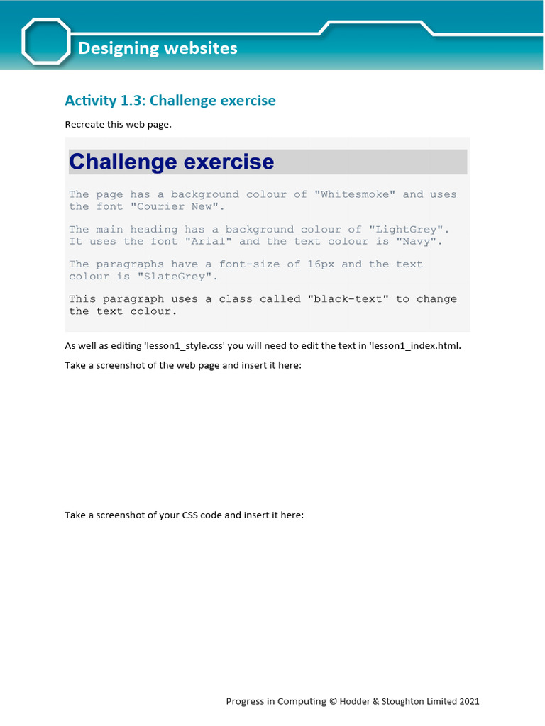 Web Page Design Challenge Exercise | PDF