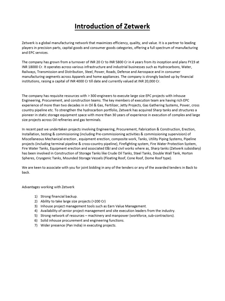 One Pager Introduction | PDF | Natural Gas | Liquefied Petroleum Gas