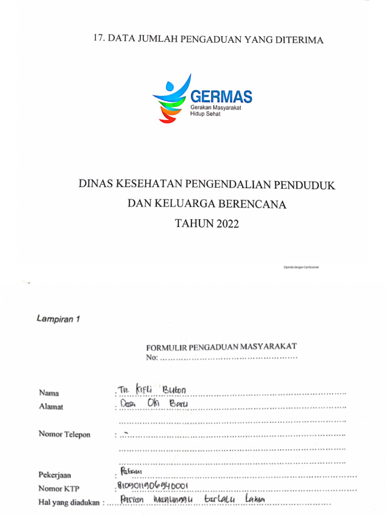 Data Jumlah Pengaduan Yang Diterima | PDF