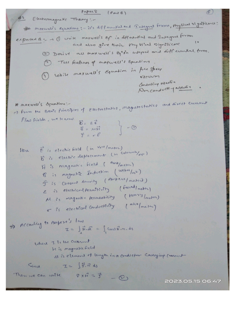 EM Theory, EM Waves, Potential and Fields - Mains | PDF