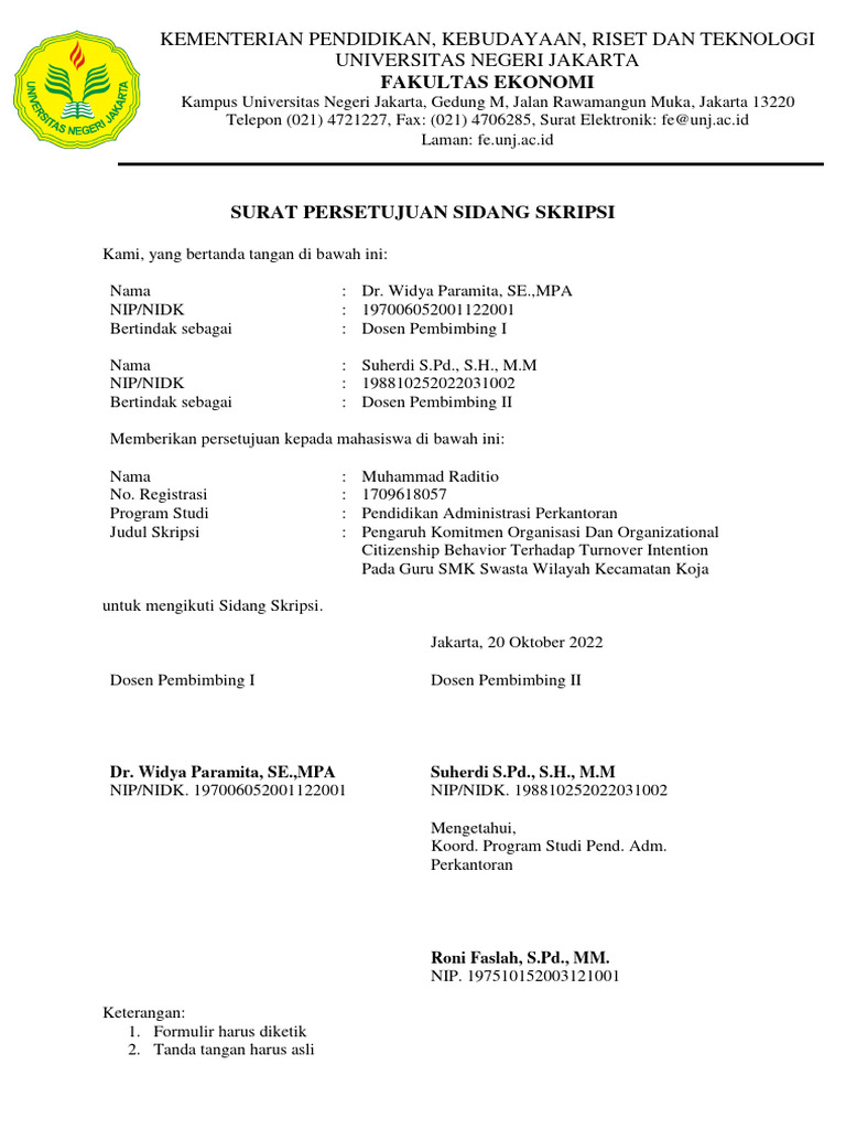 Persetujuan Sidang Skripsi | PDF