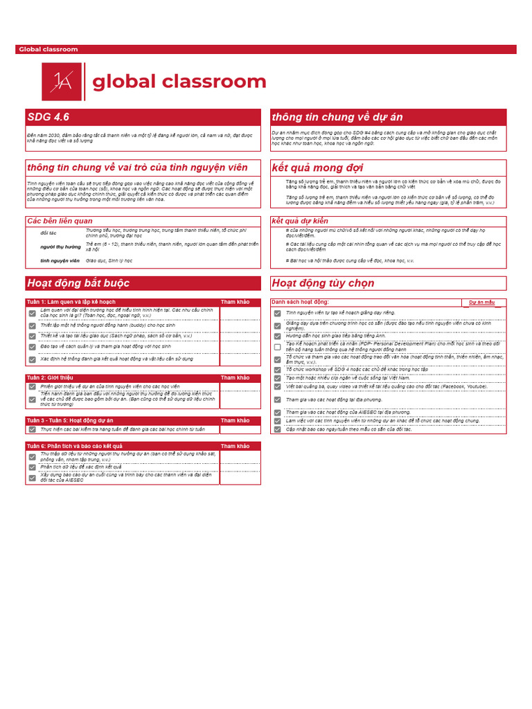 Weekly Plans - Global Classroom? Vietnamese | PDF