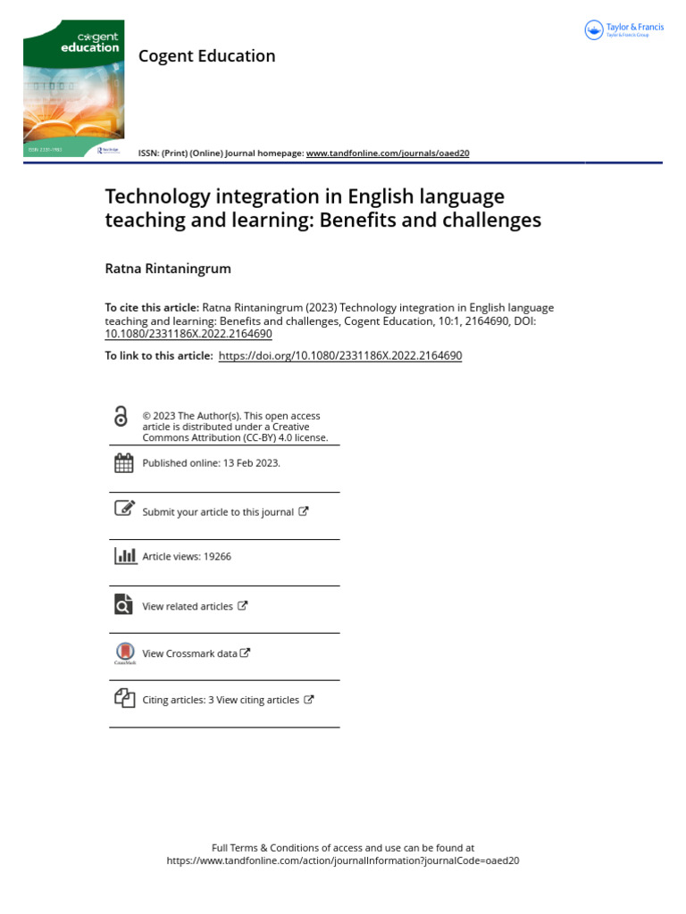Technology Integration in English Language Teaching and Learning ...