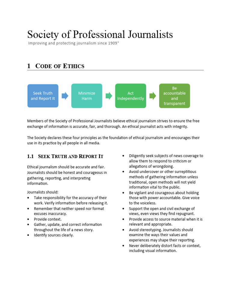 SPJ Code of Ethics Overview | PDF | Journalism | Human Communication