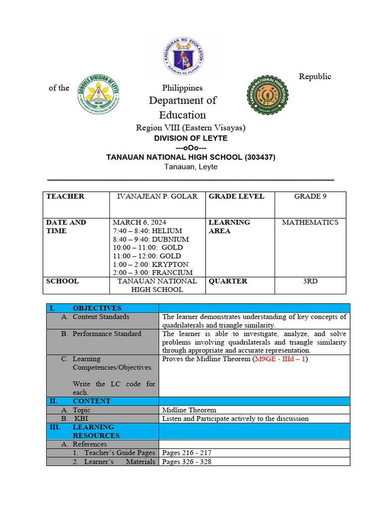 Lesson Plan 4 | PDF | Euclidean Geometry