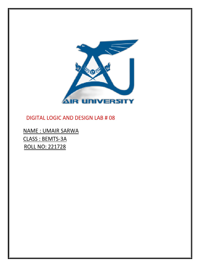 DLD Lab 8..... Umair..... 221728 | PDF | Electrical Circuits ...