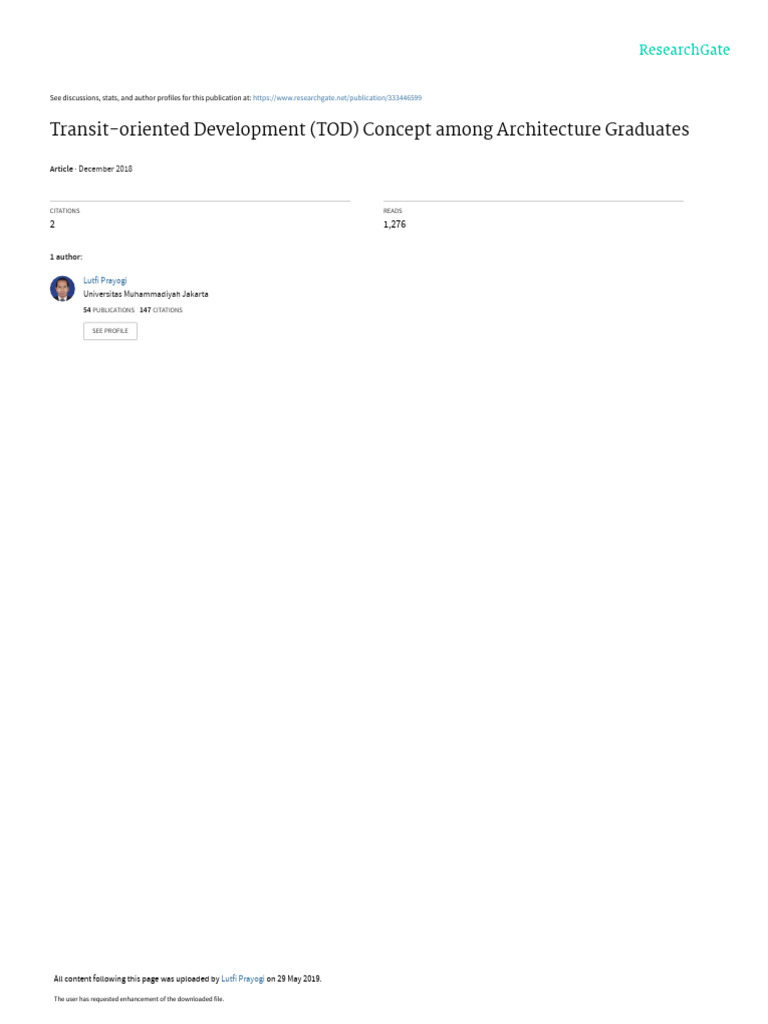 Transit-Oriented Development (TOD) Concept Among Architecture Graduates ...