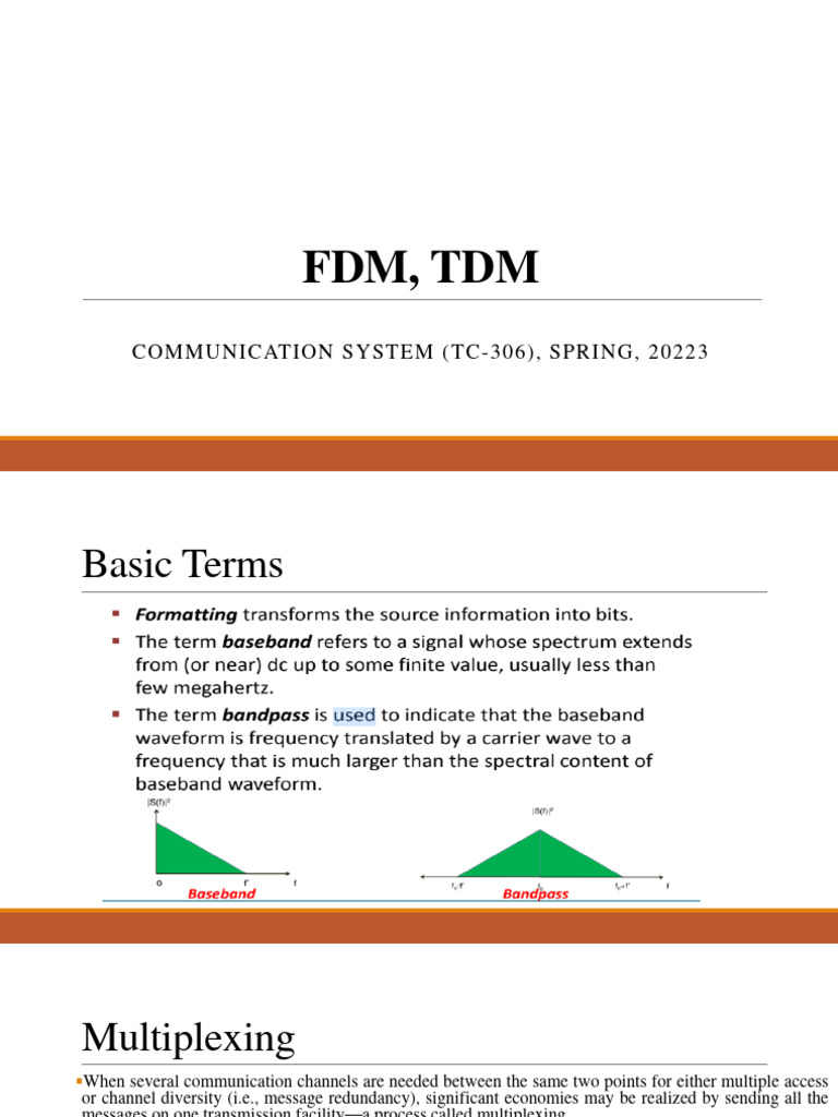 FDM, TDM | PDF | Multiplexing | Channel Access Method