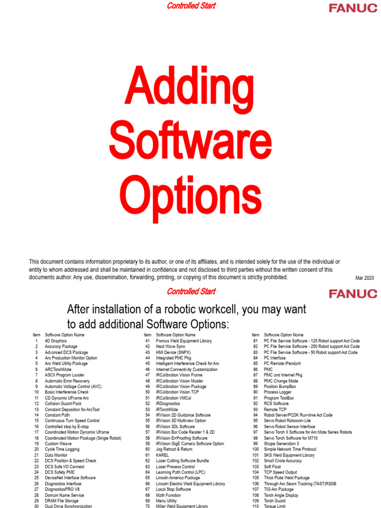 A13 R30iB+ FANUC Adding Software Options Mar 2020 | PDF | Menu (Computing) | Software