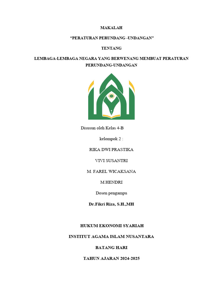 Lembaga Negara Pembuat Peraturan UU | PDF