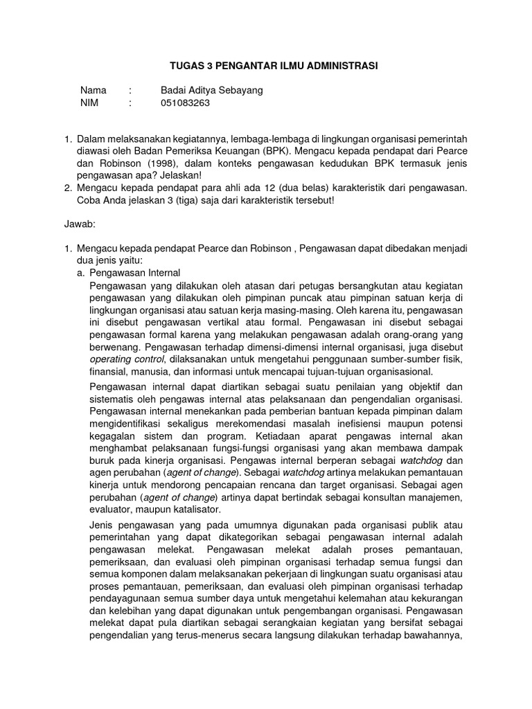 Tugas 3 Pengantar Ilmu Administrasi | PDF