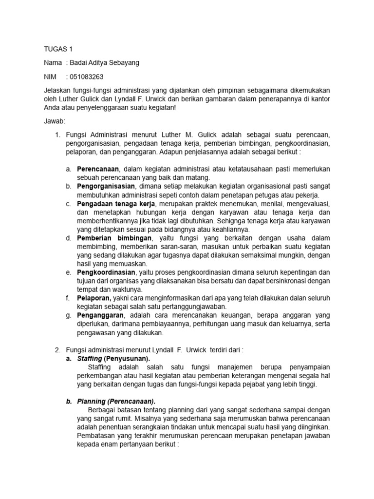 Tugas 1 Pengantar Ilmu Administrasi | PDF | Karier & Perkembangan