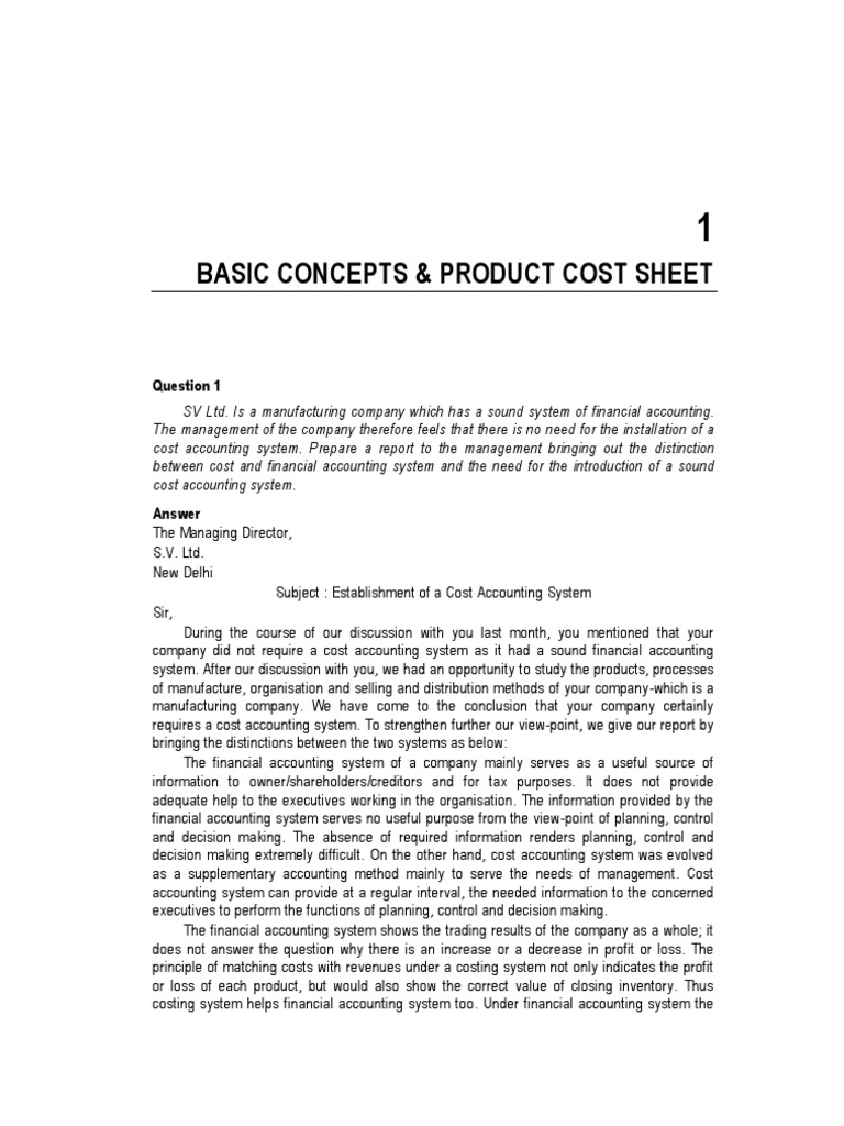 Example of Cost Sheet | PDF