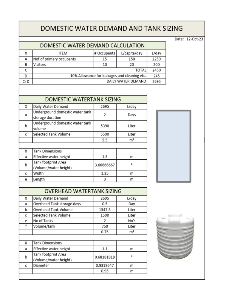 Water Tank Calcs | PDF
