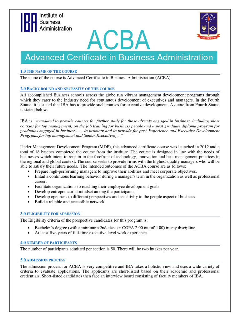 ACBA-DU-Brochure New 24 | PDF | University And College Admission ...