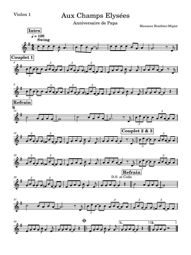 Aux Champs-Élysées Sheet Music | PDF