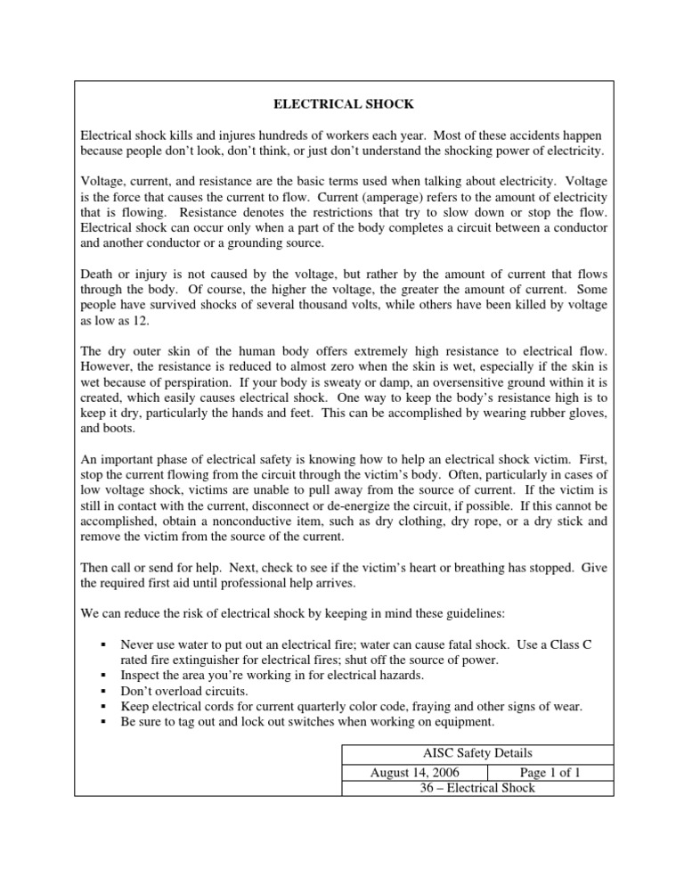 Electrical Shock TBT | PDF | Electric Shock | Electricity