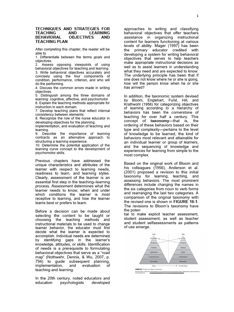 ng-and-Learning-Behavioral-Objectives-and-Teaching-Plan | PDF ...