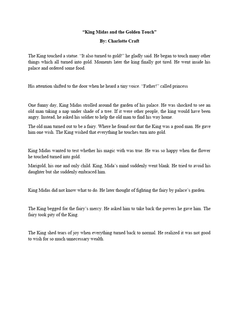 King Midas and The Golden Touch | PDF