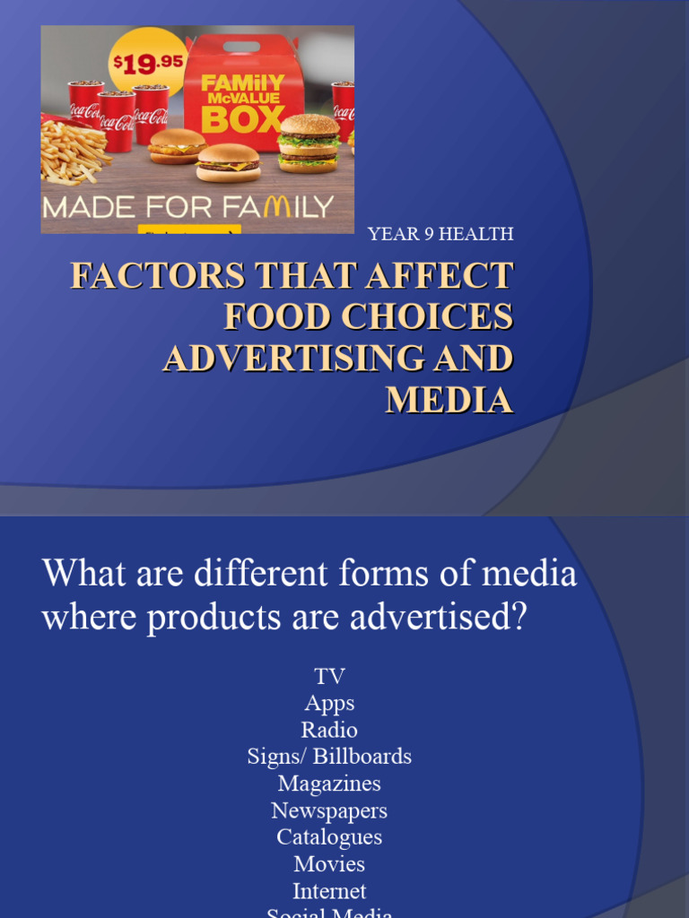 Impact of Media on Food Choices | PDF | Advertising | Celebrity