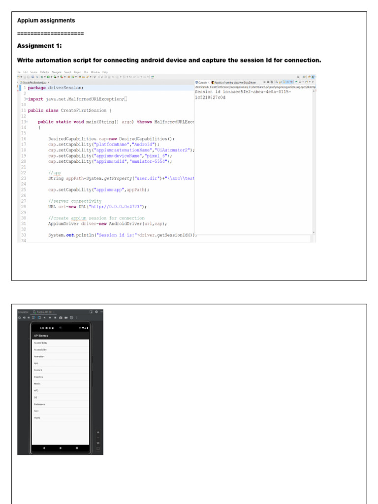 Appium Assignments | PDF | Computers | Technology & Engineering
