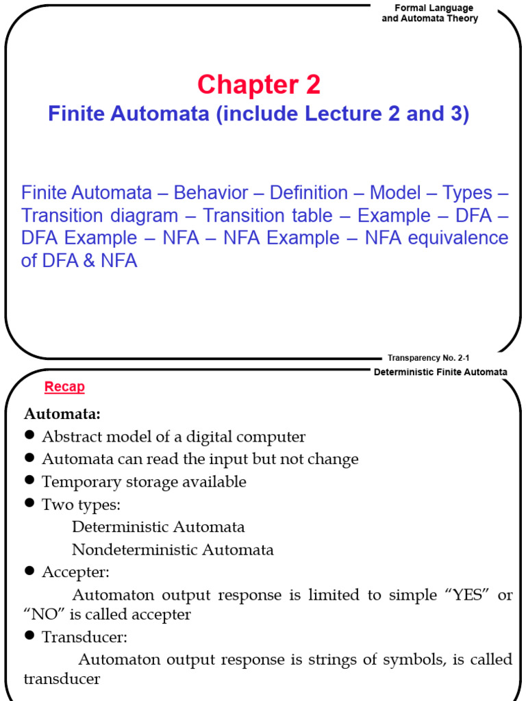 Chapter 02 Finite Automata Pdf Theory Of Computation Models Of Computation