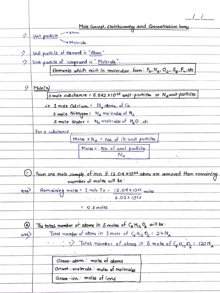 Mole Concept | PDF | Mole (Unit) | Molecules