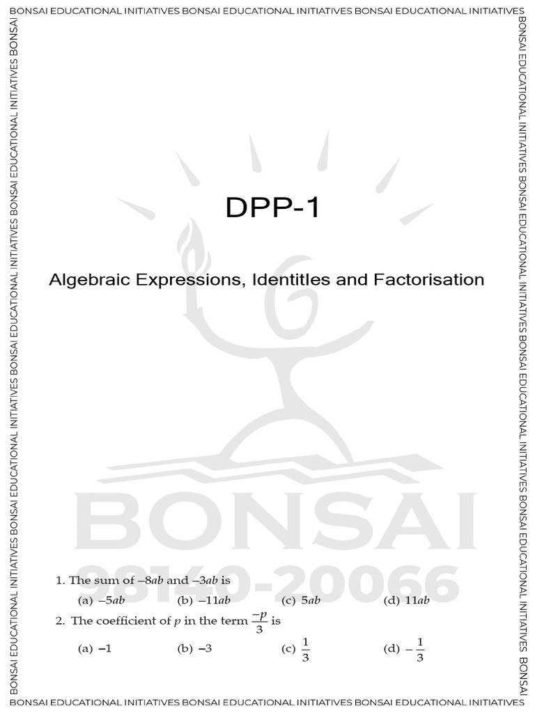 DPP1 2 | PDF | Polynomial | Factorization