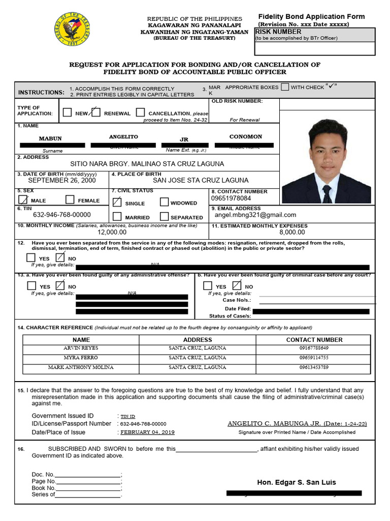 Fidelity Bond Application Form Guide | PDF