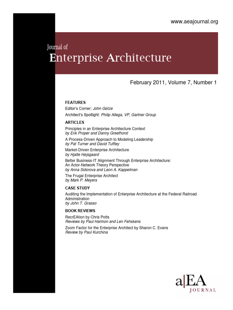 2011-1: Journal of Enterprise Architecture | PDF | Enterprise Architecture | Engineering
