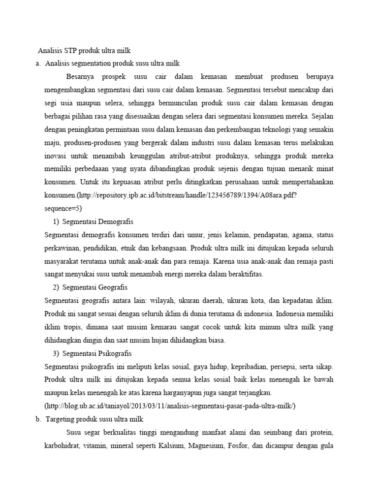 Analisis STP Produk Ultra Milk | PDF
