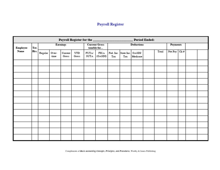 Employee Payroll Register Template-41768 | PDF