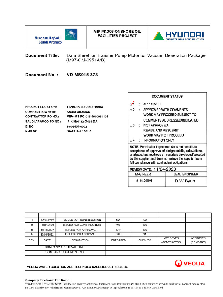 Data Sheet For Transfer Pump Motor For Vacuum Deaeration Package Pdf Electric Motor