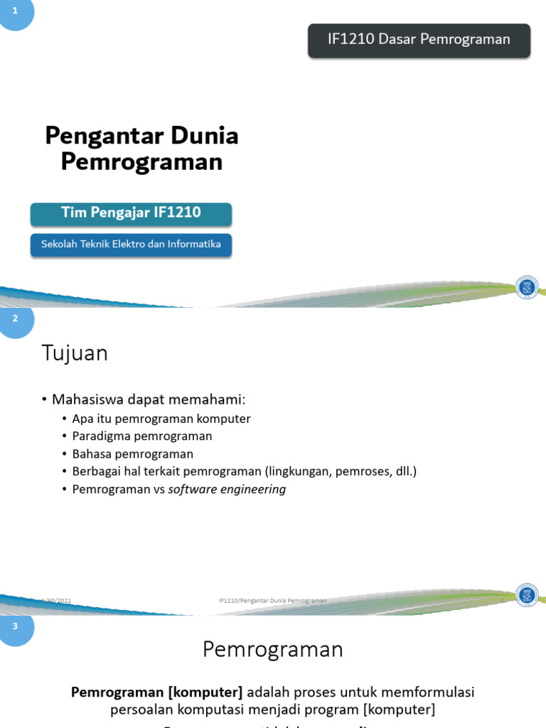 Pengantar Pemrograman Komputer dan Paradigma | PDF