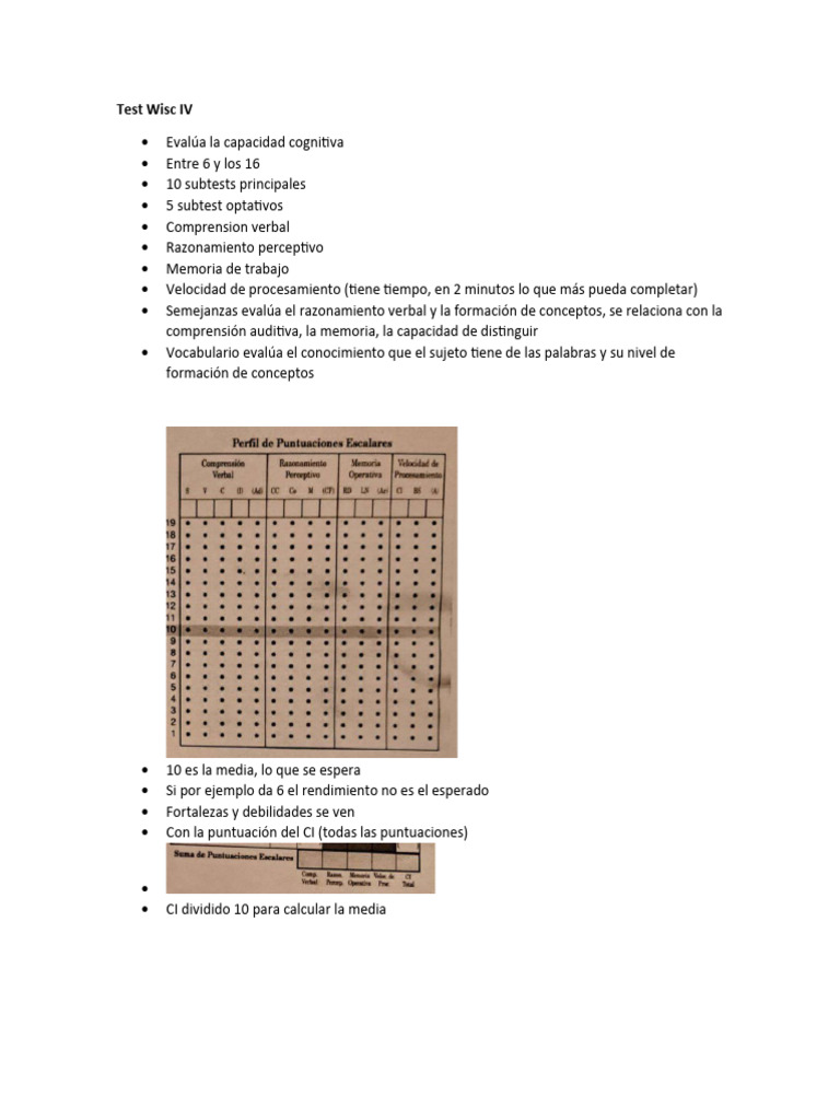 Test Wisc IV | PDF | Inteligencia | Cociente de inteligencia